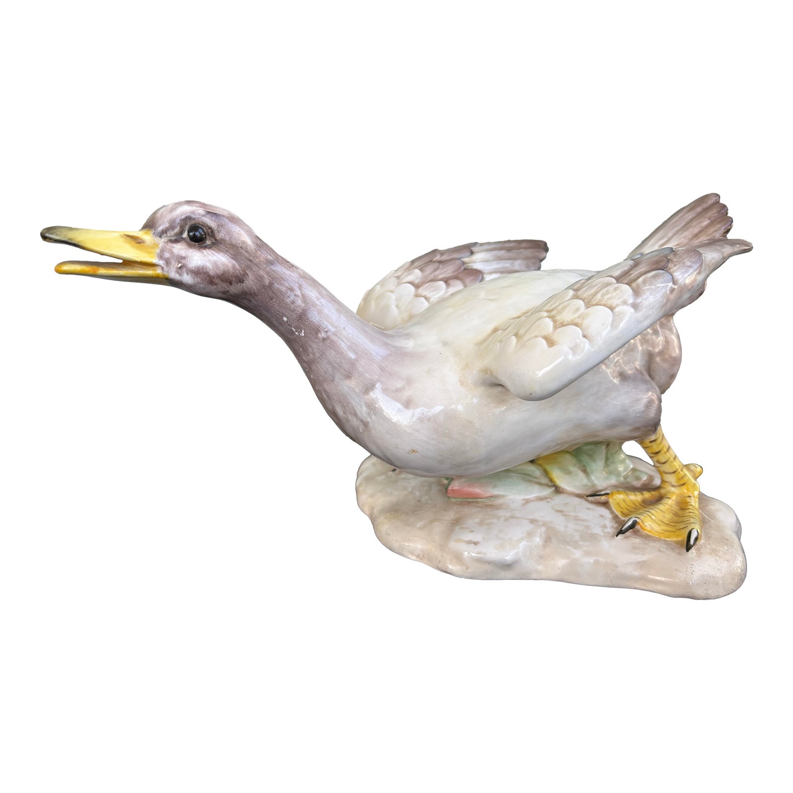 Vintage Hand-Painted Italian Porcelain Duck Figurine With Outstretched ...