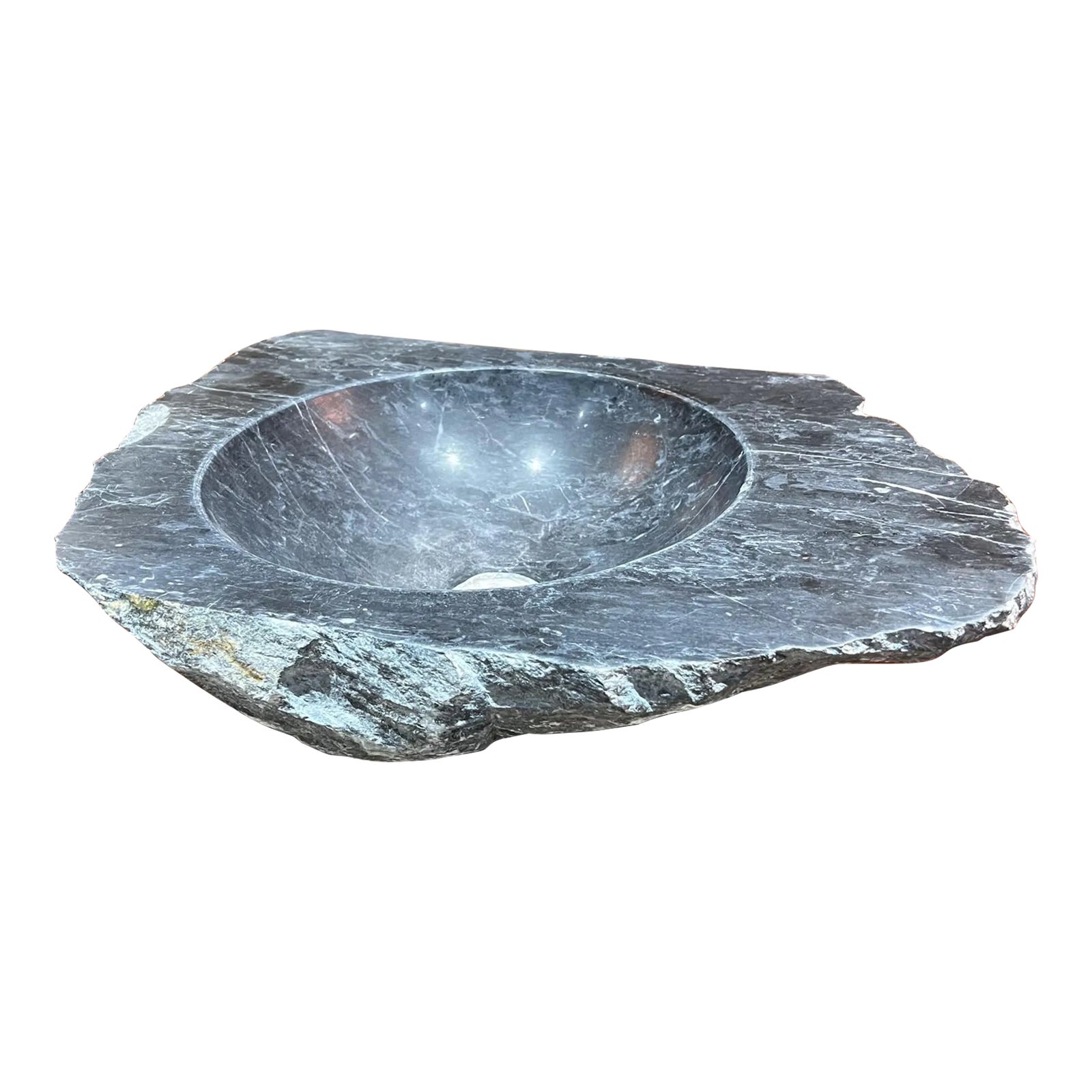 Carved Black Marble Natural Stone Sink Basin | Chairish