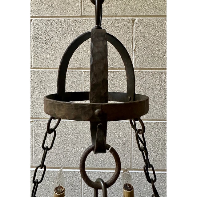 French Gothic Wrought Iron Light Fixture, Circa 1880 | Chairish
