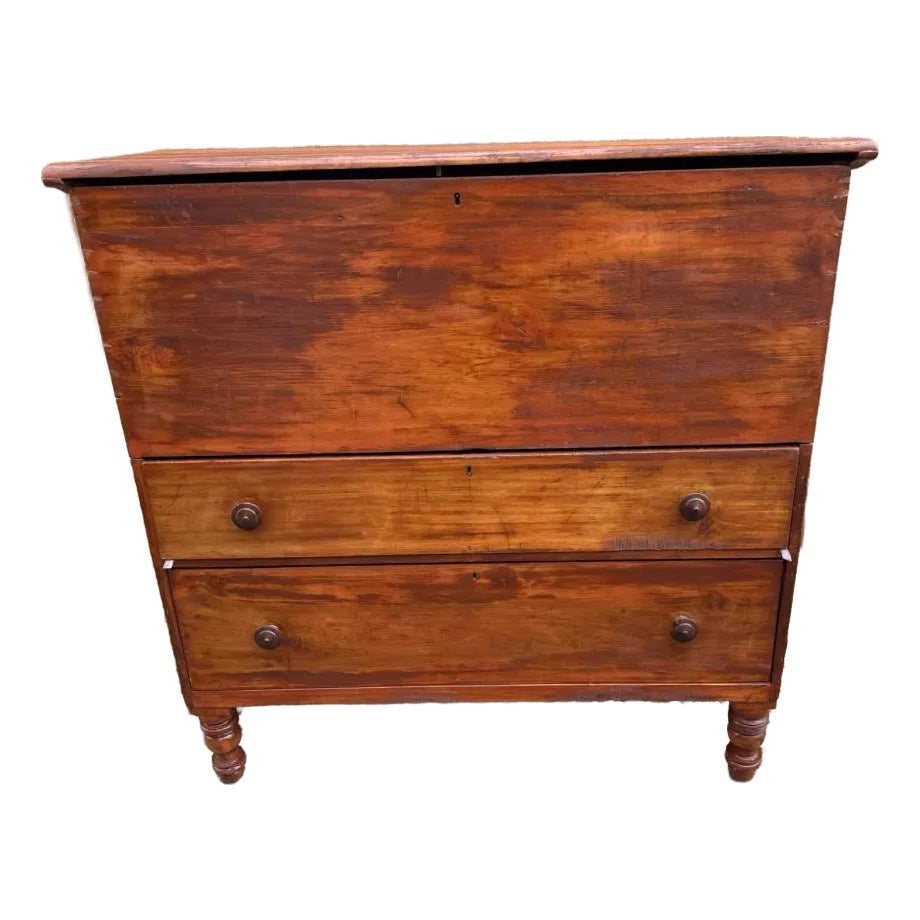 19th Century Antique Early American Primitive Style Fold Top Solid Pine ...