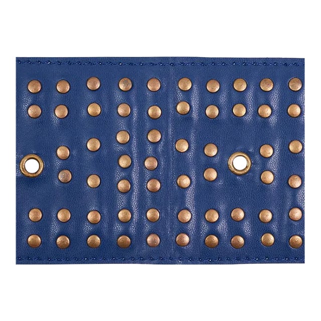 Sample - Schumacher Studded Leather Trim in Navy | Chairish