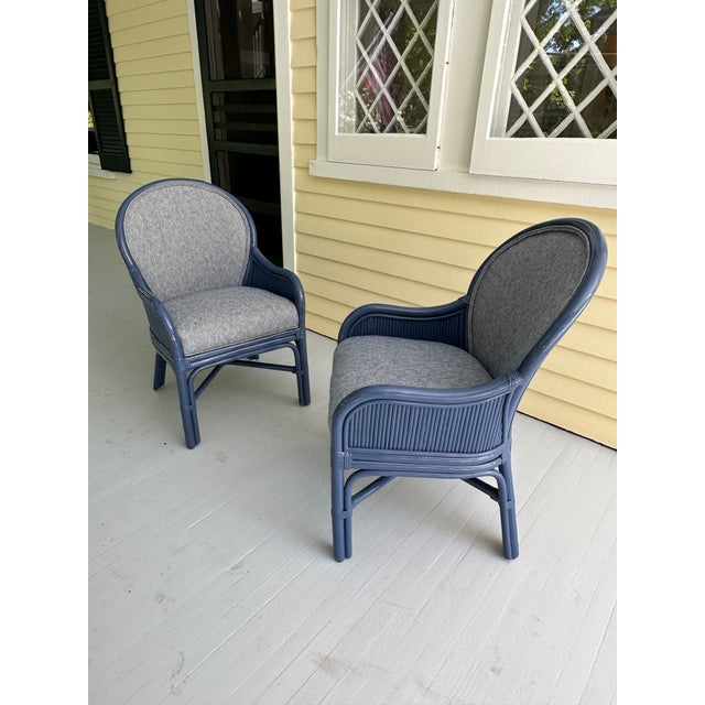 Pair of Newly Refinished Rattan Armchairs Chairish