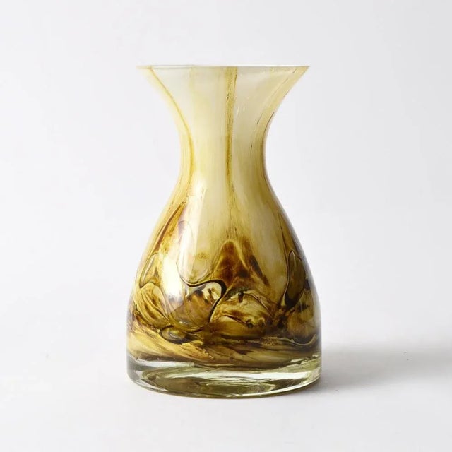 Vintage Cream and Brown Mottled Glass Vase from Schott Zwiesel, 1970s ...