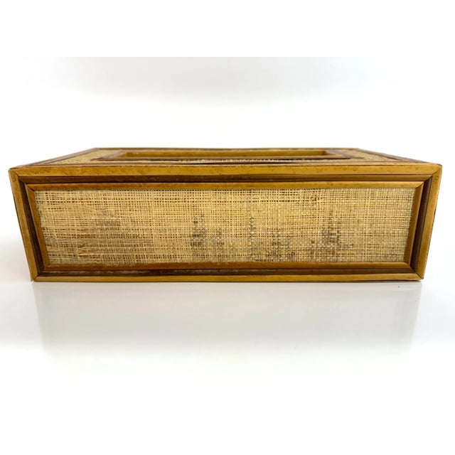 Vintage Mid-Century Rattan Tissue Box Cover | Chairish