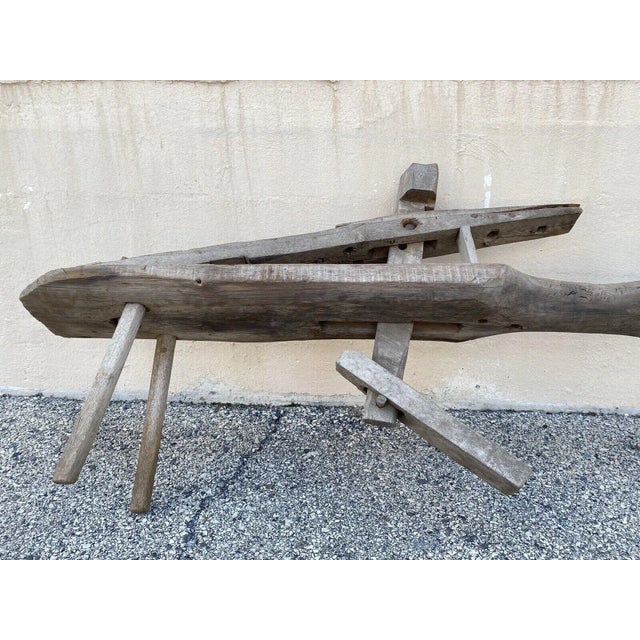 Antique Primitive Wooden Carpenters Shaving Shave Horse Long Work Bench ...