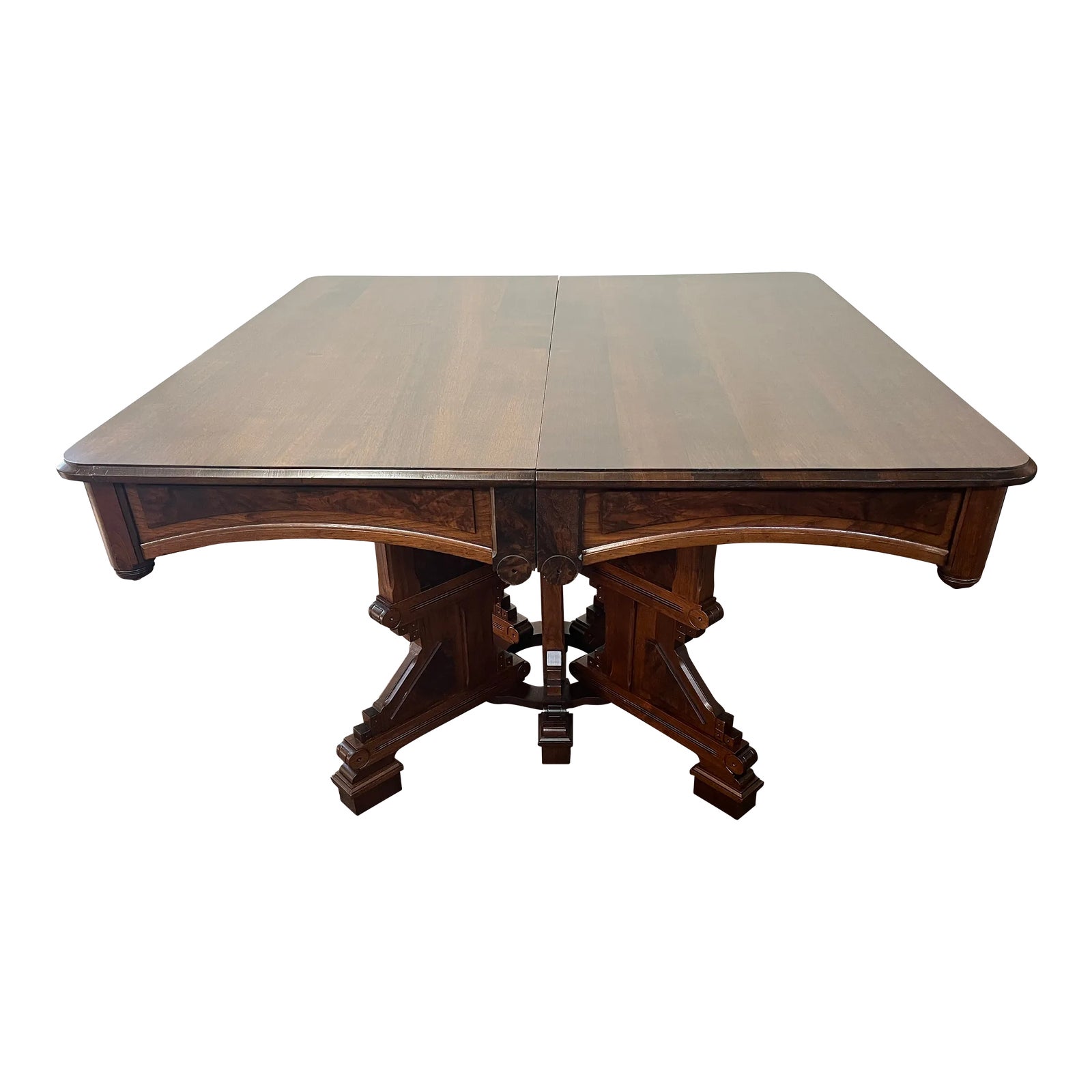 Walnut Eastlake Victorian Dining Table W. 5 Leaves | Chairish