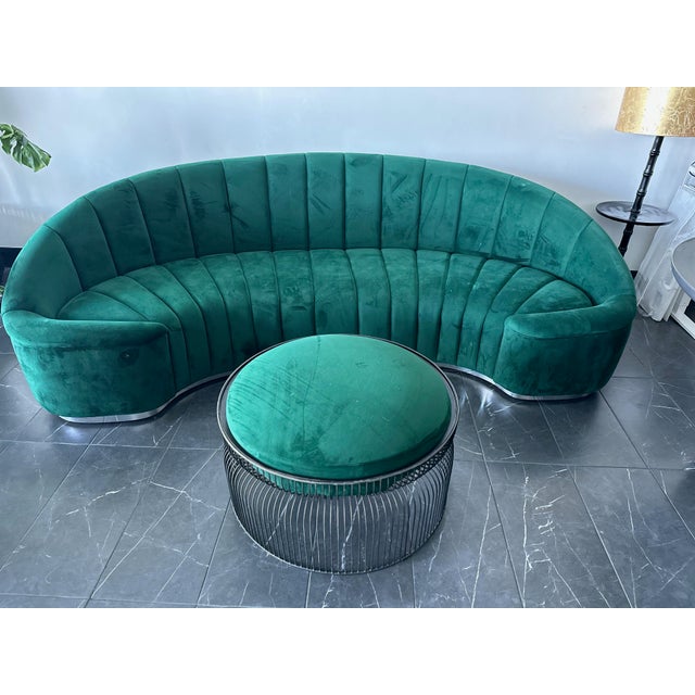 ModShop Custom Velvet Croissant Sofa in Emerald | Chairish