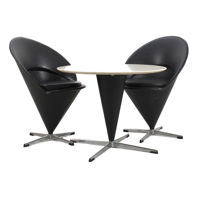 Cone Chairs and Table by Verner Panton, Set of 3 | Chairish