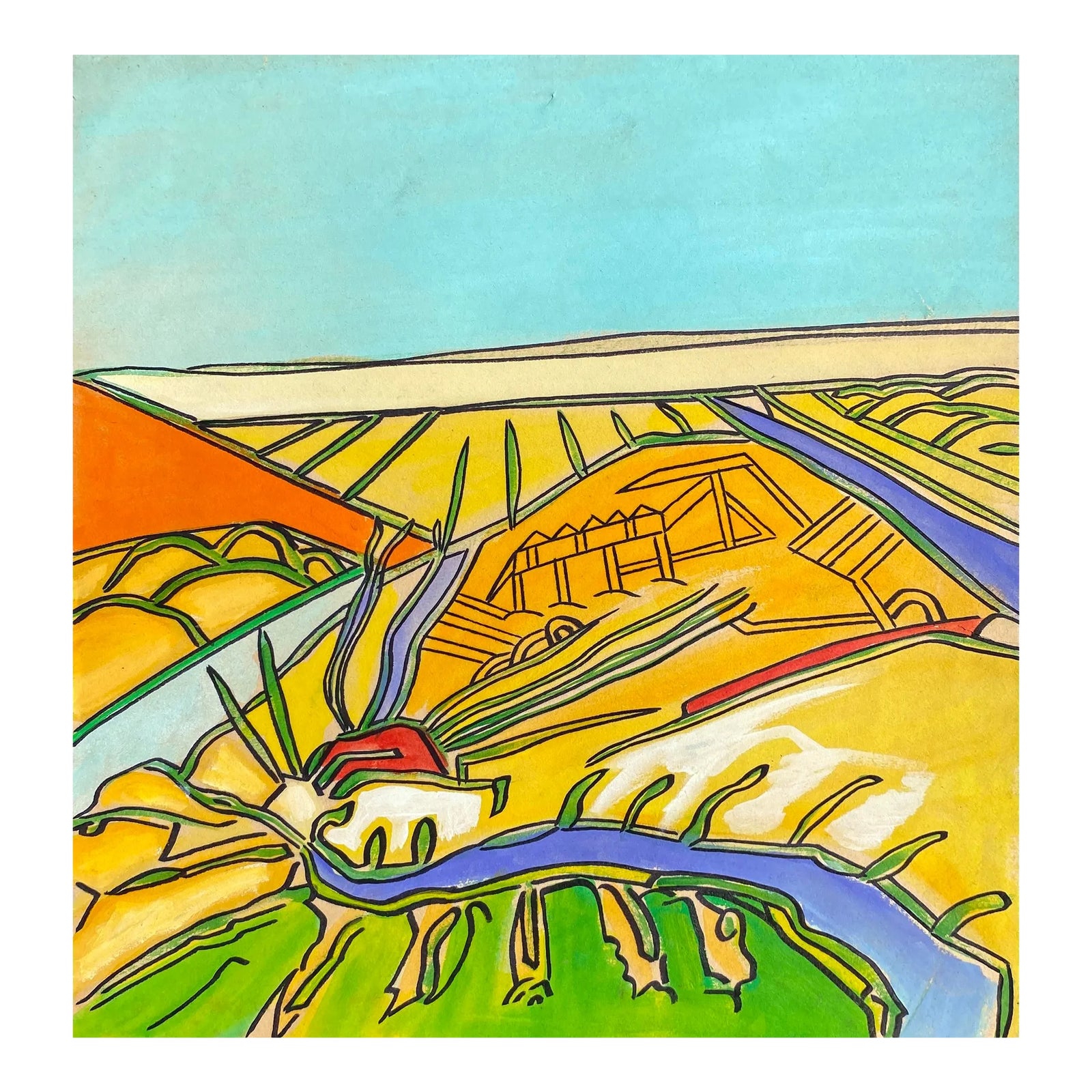 1980s Larry Connatser Modern Landscape Painting | Chairish