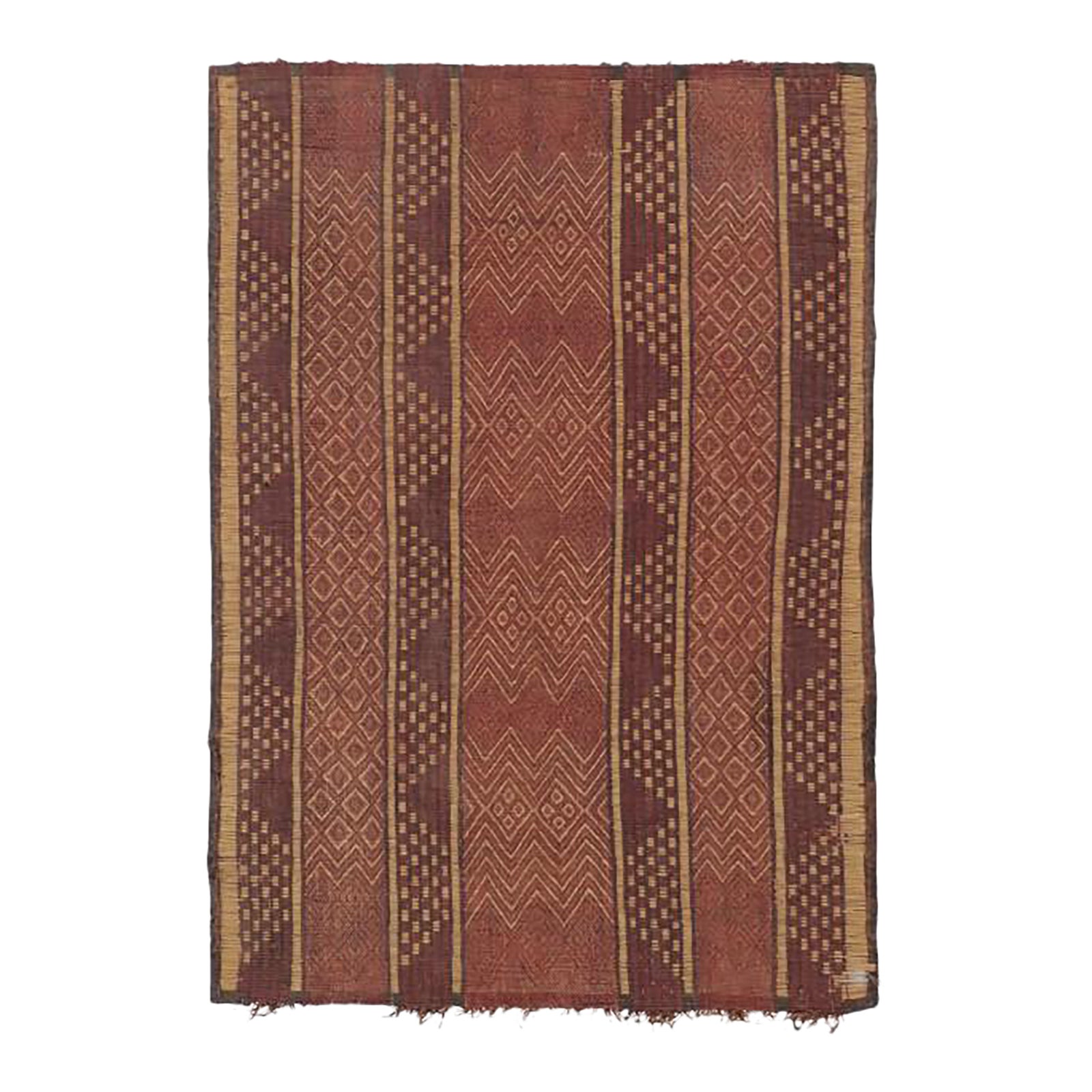 Vintage Tuareg Mat, Rich Burgundy With Tribal Geometric Patterns - Rug ...