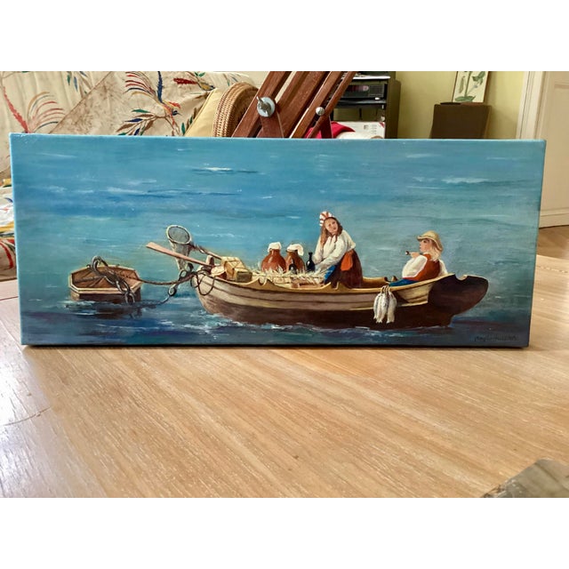 Original French Boat & Sea Painting | Chairish