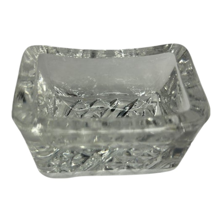 Vintage Crystal Salt Cellar With Diamond Cut Pattern and Rounded Edges ...
