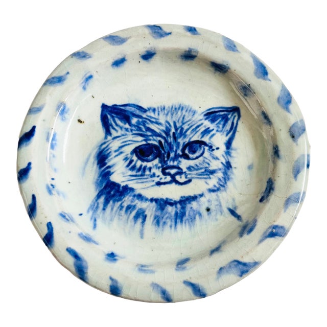 Studio Pottery Cat Plate | Chairish