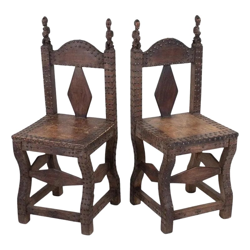 Pair of 19th Century Baule Ceremonial Chairs From Ivory Coast | Chairish
