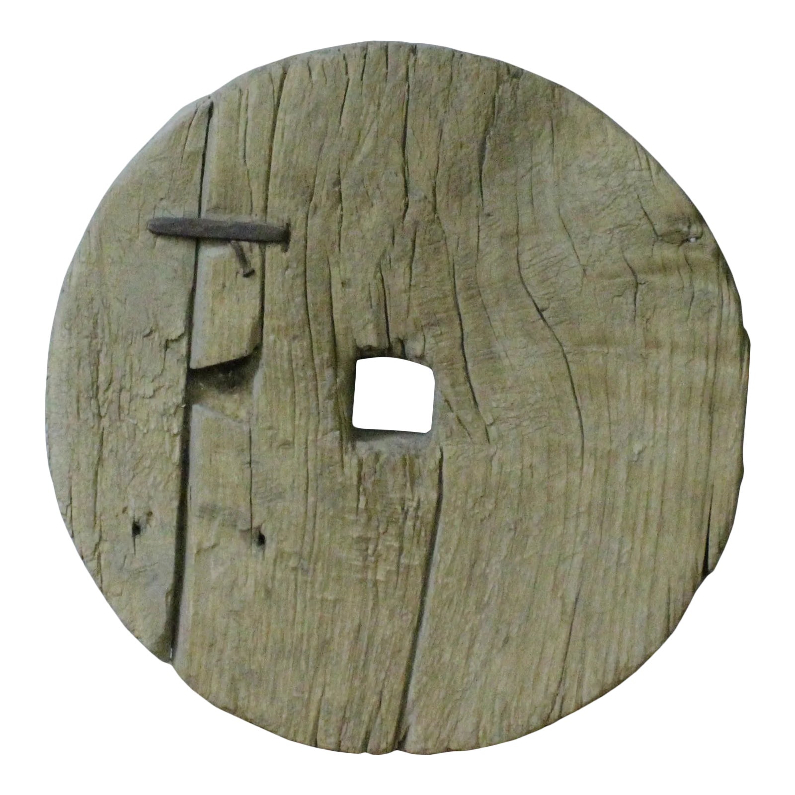 Rustic Raw Wood Round Thick Plank Display Board | Chairish