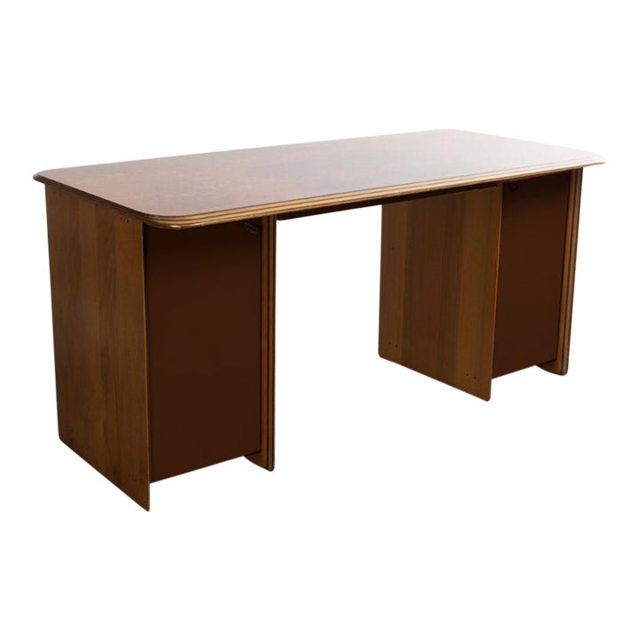 Desk- Artona by Afra & Tobia Scarpa Book-Matched Walnut and Leather ...