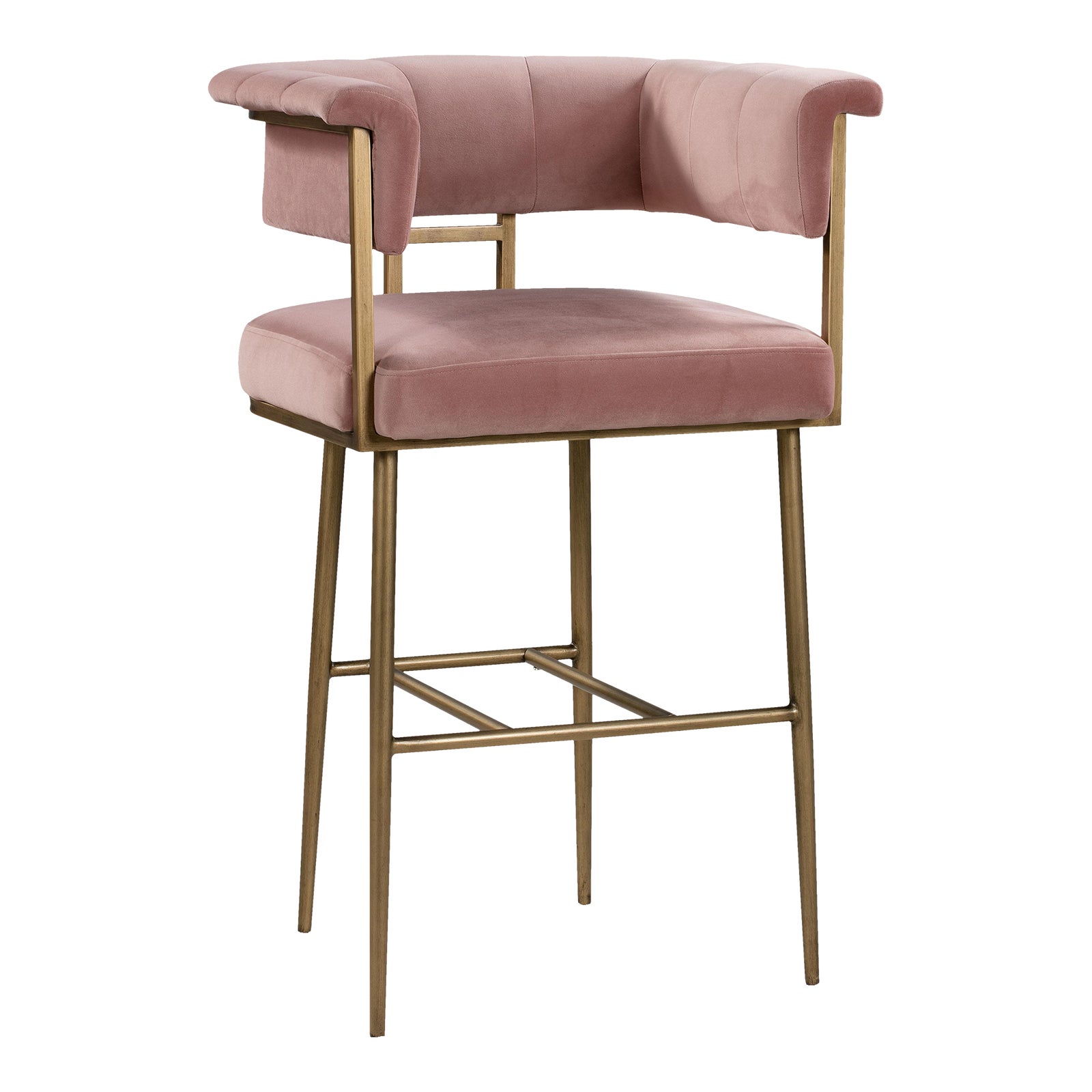 Astrid Blush Velvet Bar Stool | Chairish
