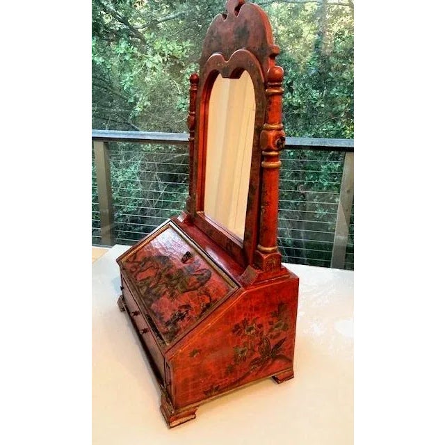 English Chinoiserie Table Mirror Slant Top Front | Chairish