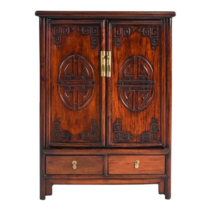 Mid 20th Century Vintage Chinese Lacquered Ming Style Cabinet | Chairish