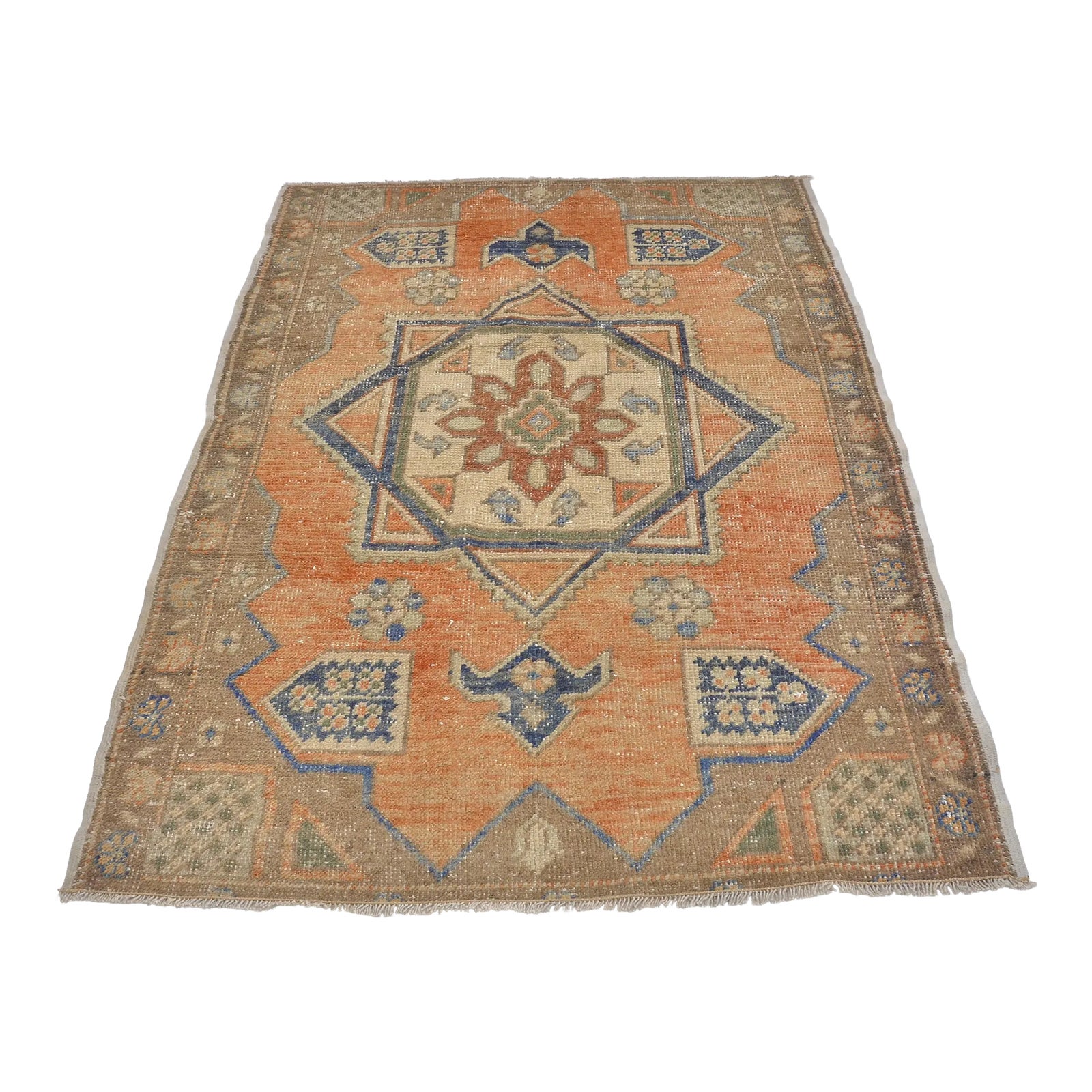 1960s Kurdish Unique Design Vintage Floor Rug | Chairish