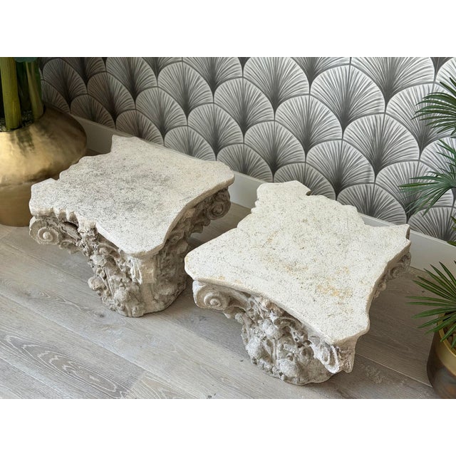 Vintage Roman Greek Corinthian Capital Column Display Pedestal Side ...