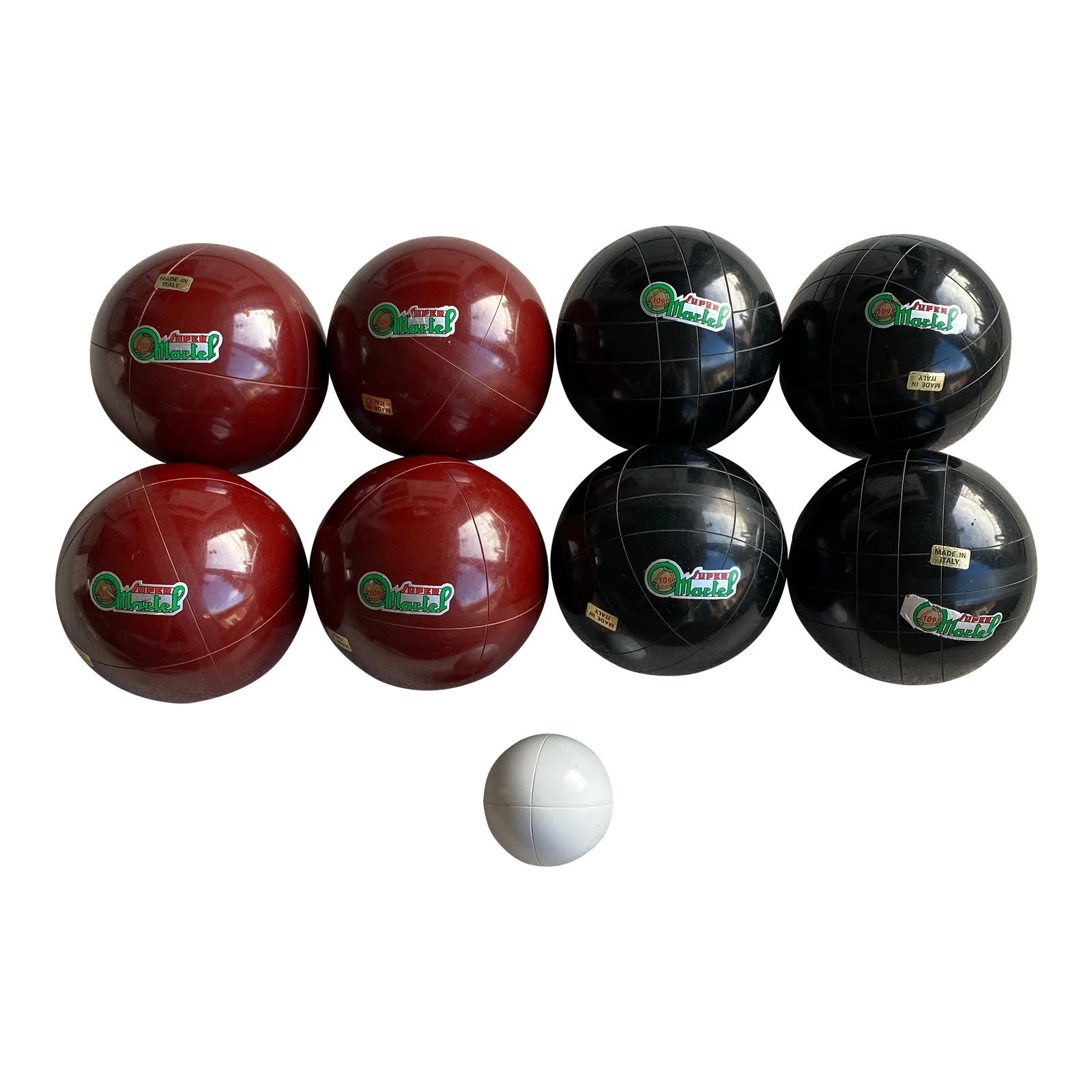 Vintage Italian Bocce Lawn Bowling Set, 9 Pieces | Chairish