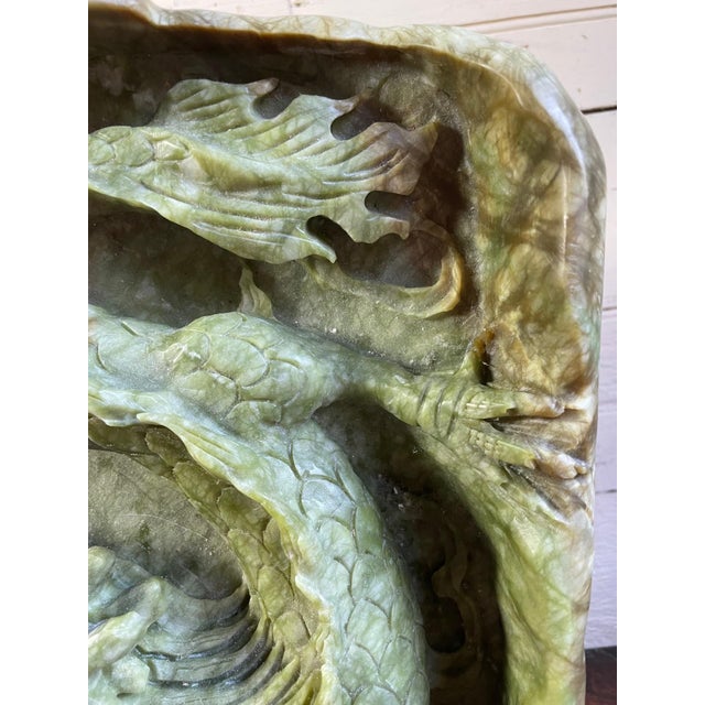 19th Century Large Chinese Green Jade Dragon Sculpture | Chairish
