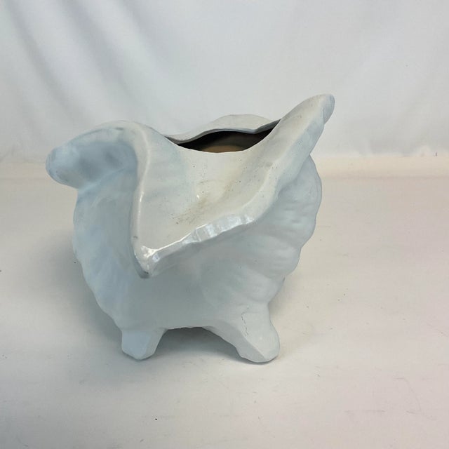 Mid-Century Coastal Chic Large Majolica Ceramic Conch Shell Planter ...