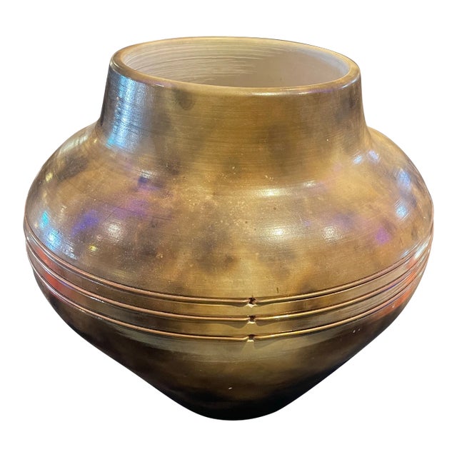 1990s Navajo Pot by Gerald Pinto Native American Inset Turquoise ...