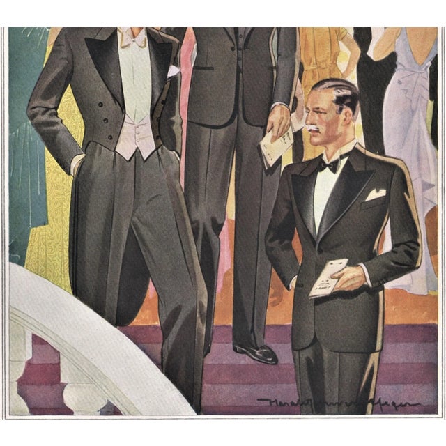 1931 French Art Deco Men's Formal Fashion Print, Tuxedos-Matted | Chairish