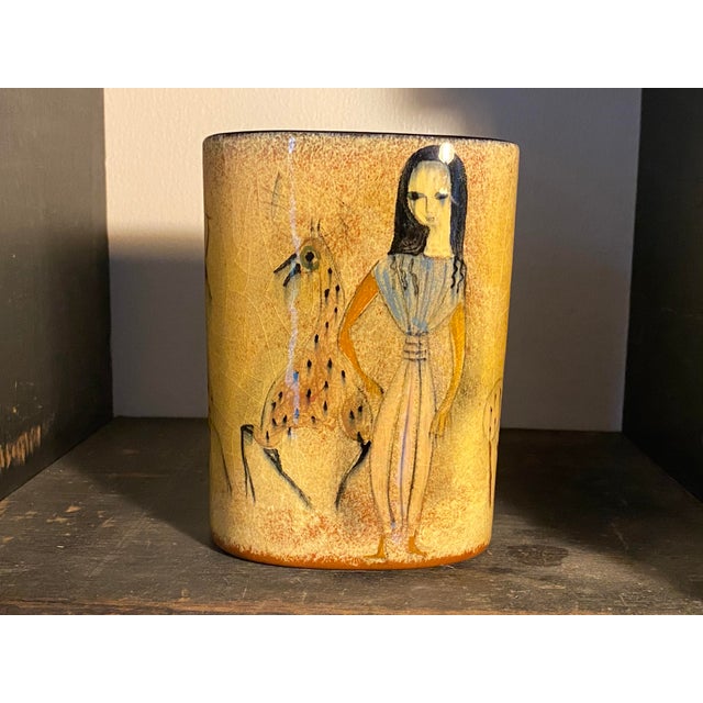 1950s Mid-Century Poila Pillin Vase Featuring Figural and Animal Motifs ...