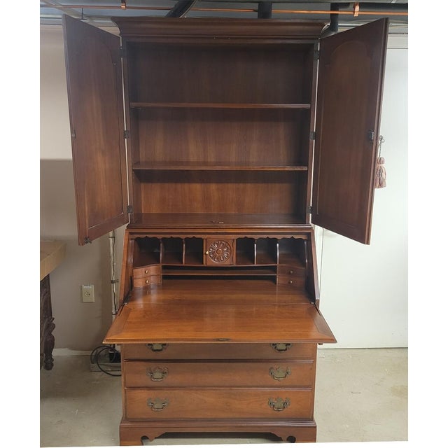 Vintage Statton Cherry Wood Chippendale American Colonial Secretary ...