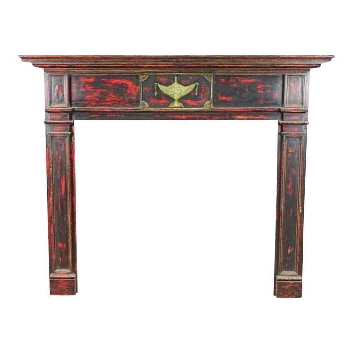 Antique 19th Century Painted Neoclassical Greek Revival Fireplace ...