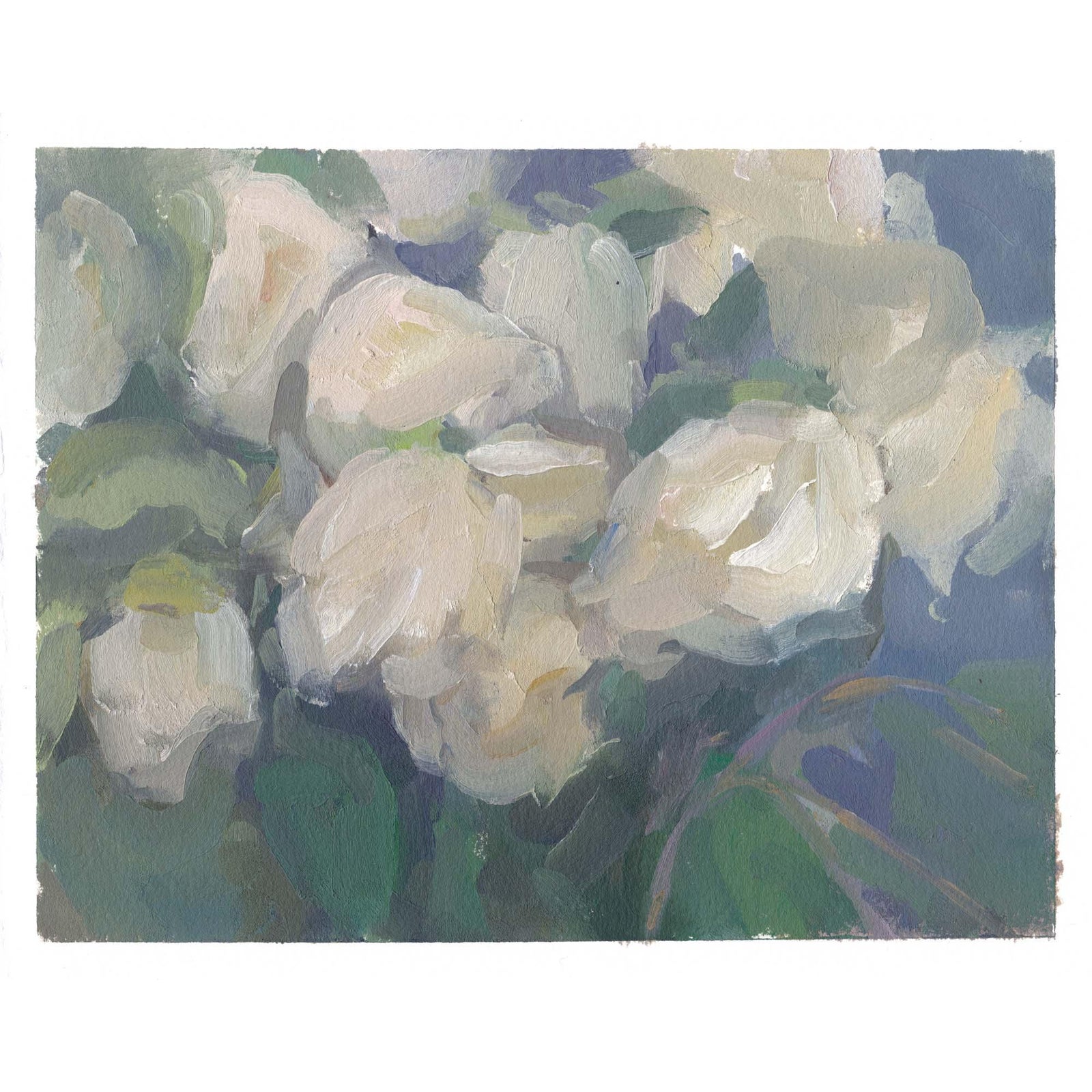 White Roses Oil Painting by Michelle Farro | Chairish