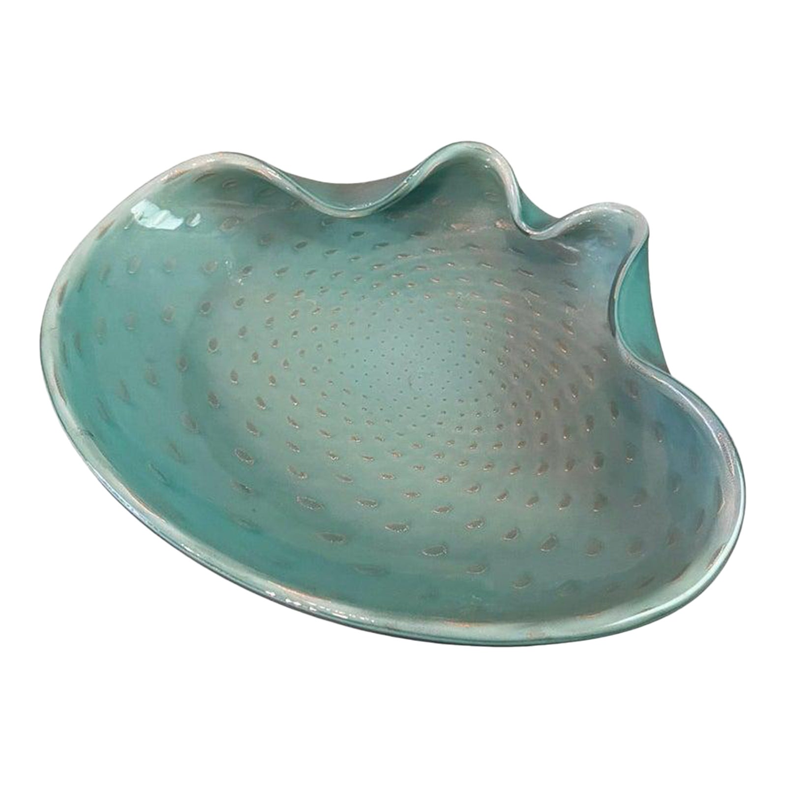 Large 1950s Italian Mid-Century Blue Murano Attributed Glass Clamshell ...