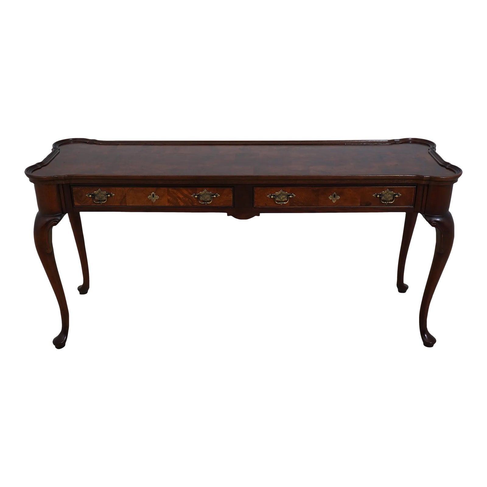 Hekman Burl Elm & Mahogany George III Console Table | Chairish