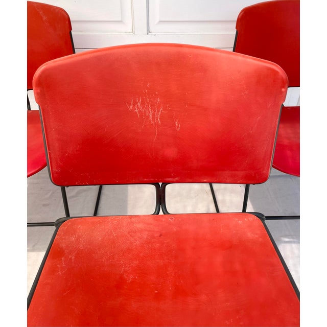 Set of 6 Vintage Steelcase Max-Stacker Red Stackable Modern Chairs ...