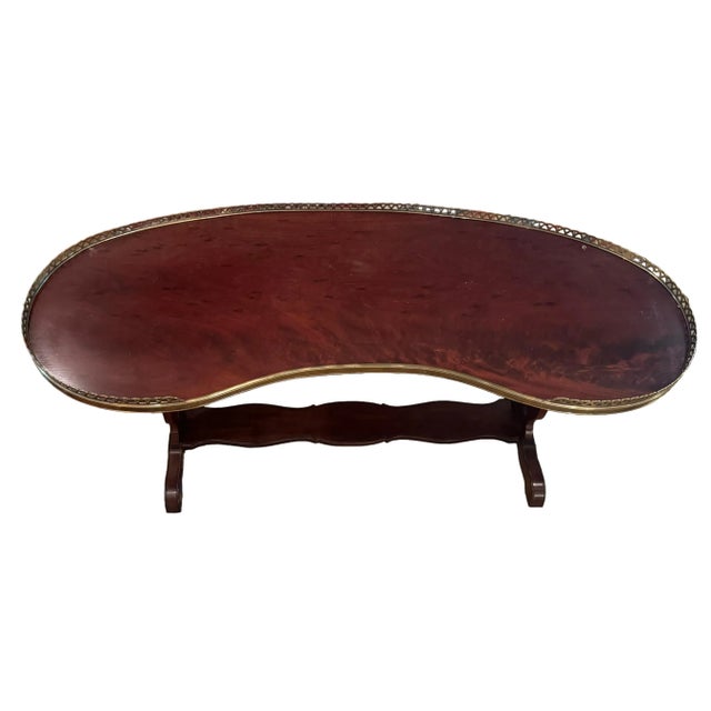 Vintage Traditional Federal Style Mahogany & Burl Wood Kidney Shaped ...
