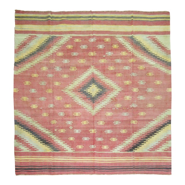 Mid 20th Century Turkish Boho Chic Rug - 9'4" x 10'6" | Chairish