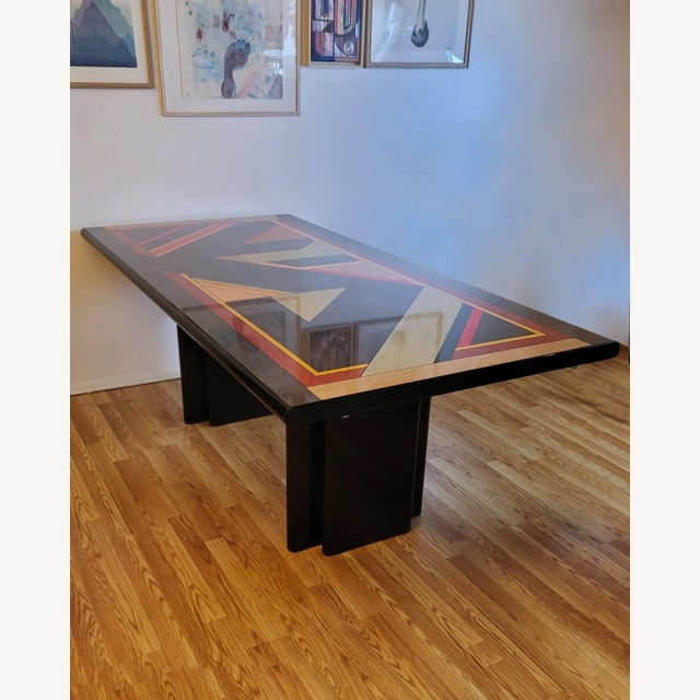 1980s Maurice Villency Lacquer & Parquetry Dining Table | Chairish