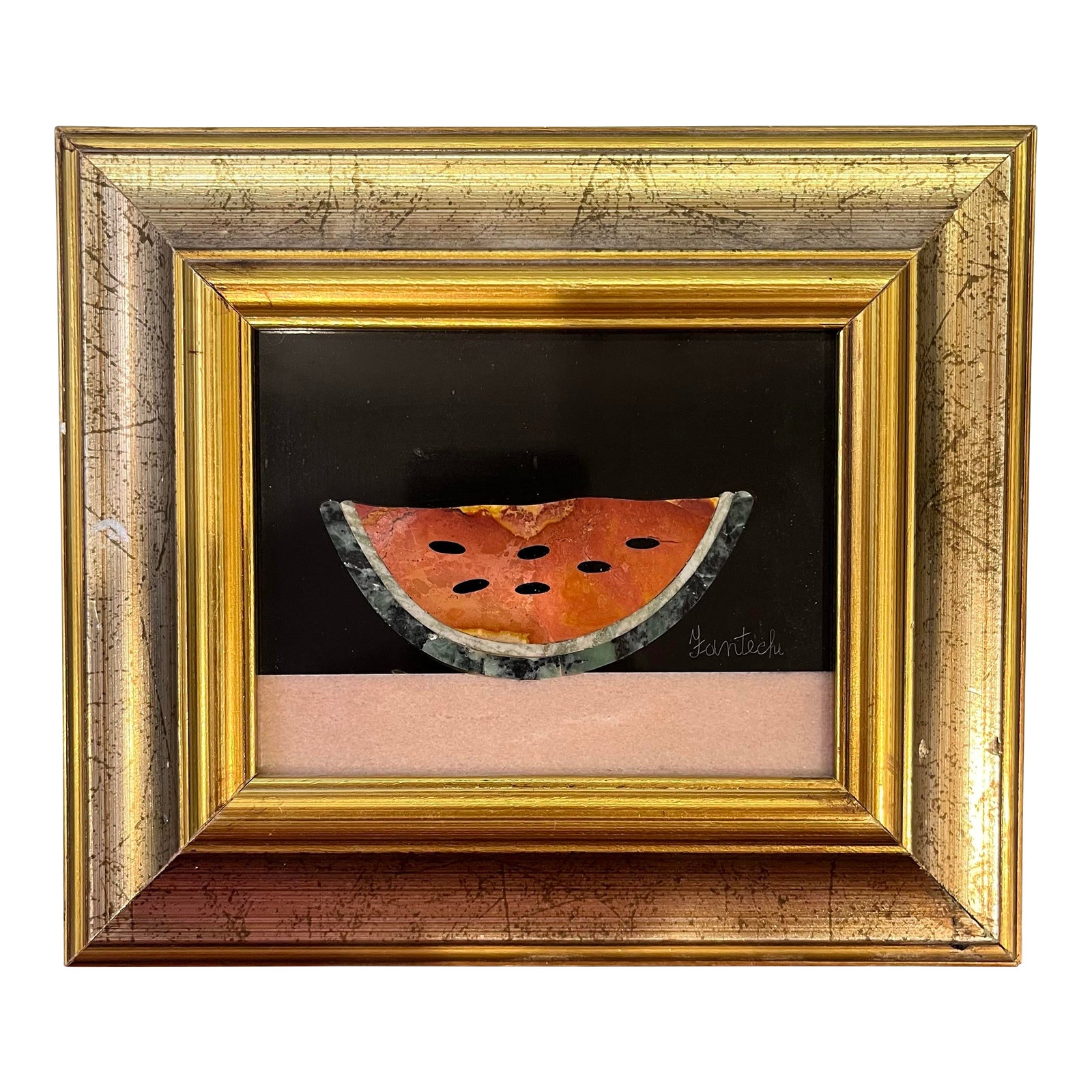 Mid Century Fantechi Watermelon Pietra Dura Framed Artwork, Italy ...