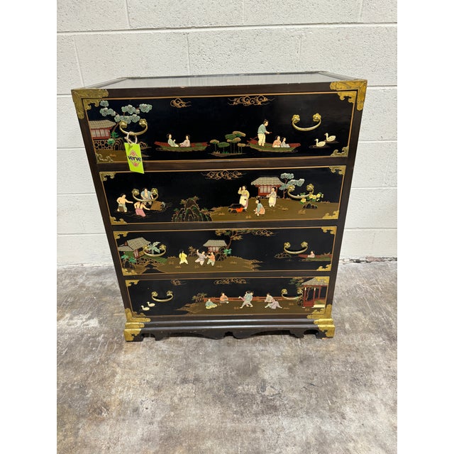 Vintage Chinoiserie 4 Drawer Chest | Chairish