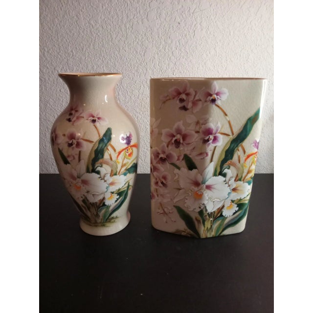Vintage Hand-Painted Japanese Toyo Porcelain Decorative Vases- Set of 2 ...