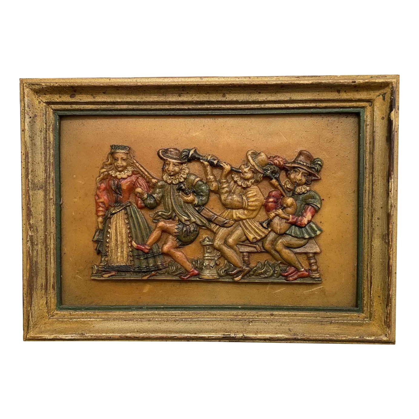 German Artist, Dancing Figures of Musicians, 1800s, Wax Painting | Chairish