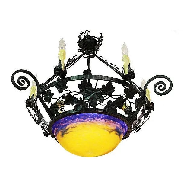 French Muller Freres Art Glass Fixture | Chairish