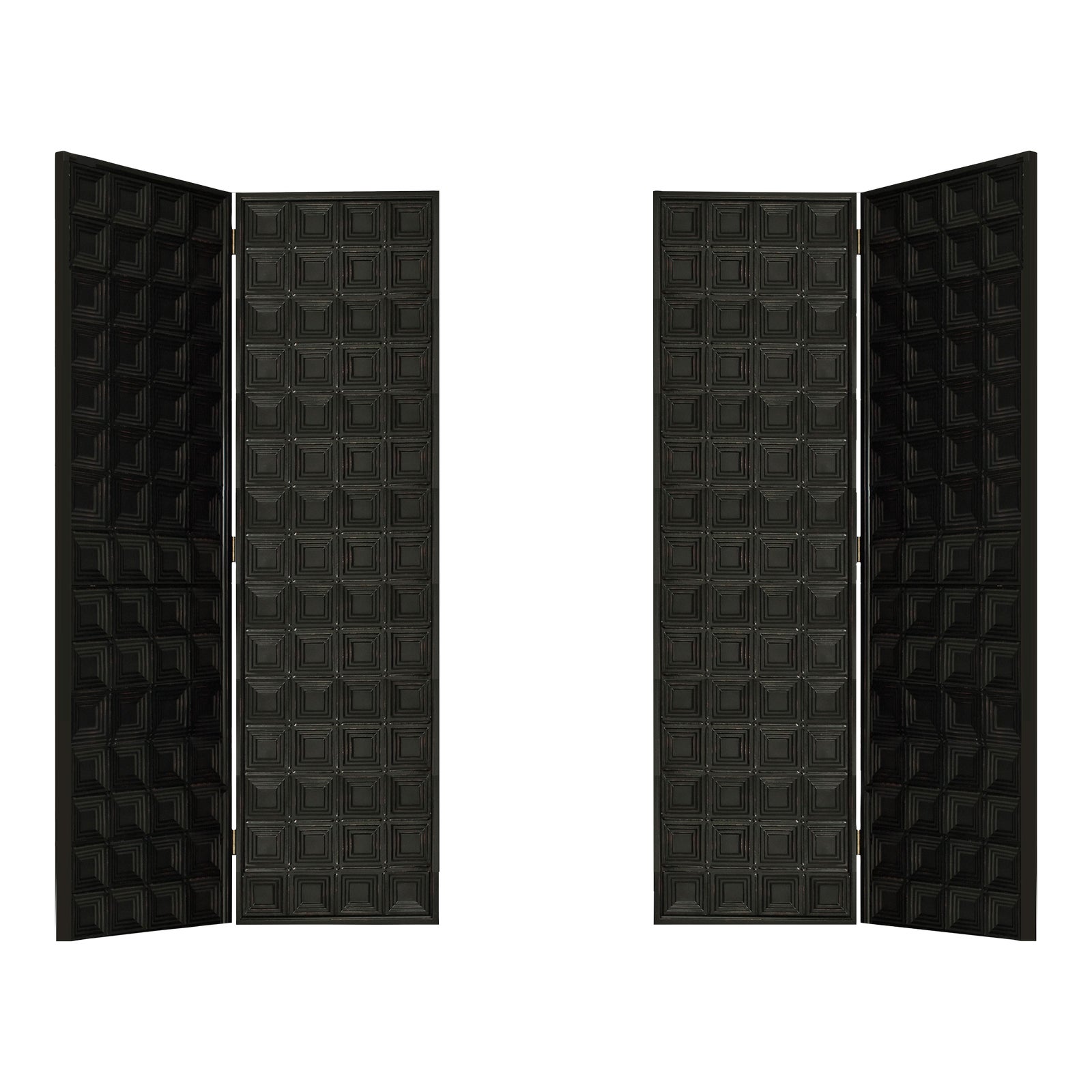 Pair of Mid 20th Century Wooden Art Deco Double Pannel Screens | Chairish