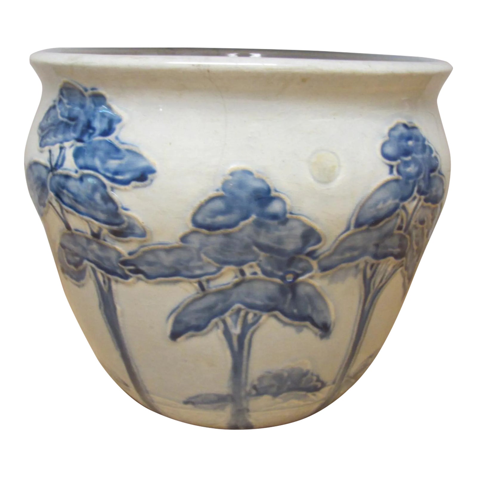 Early 20th Century Weller Pottery Jardiniere Jap Birdimal Style | Chairish
