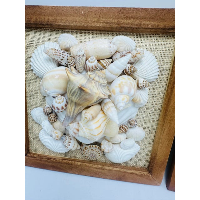 Vintage Coastal Handmade Shell Plaques, a Pair | Chairish