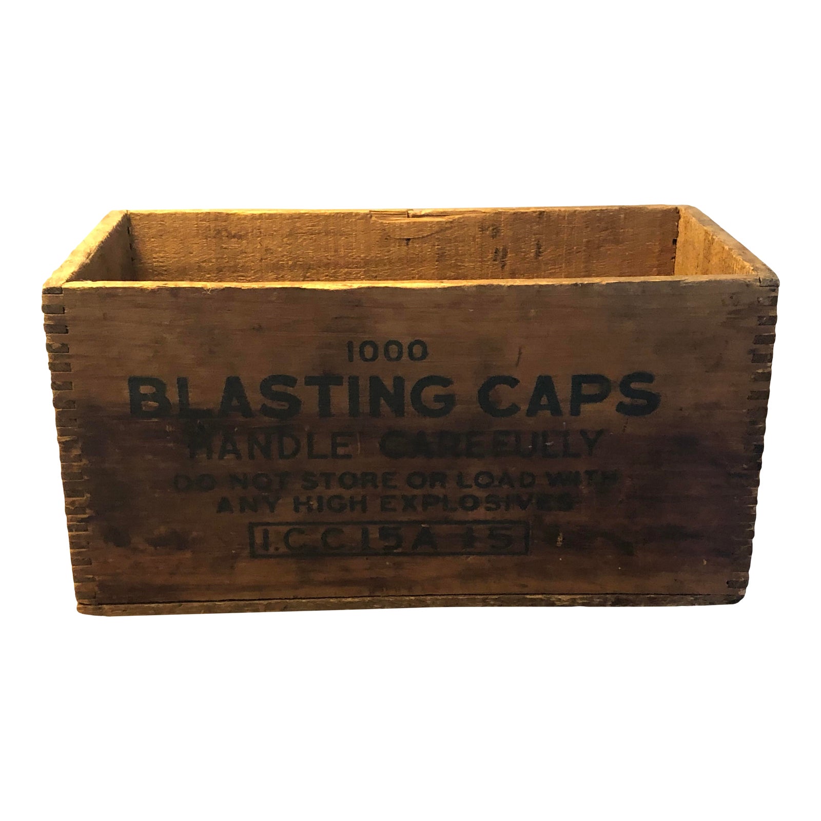 Antique Wooden Atlas Powder Co. Blasting Caps Box | Chairish