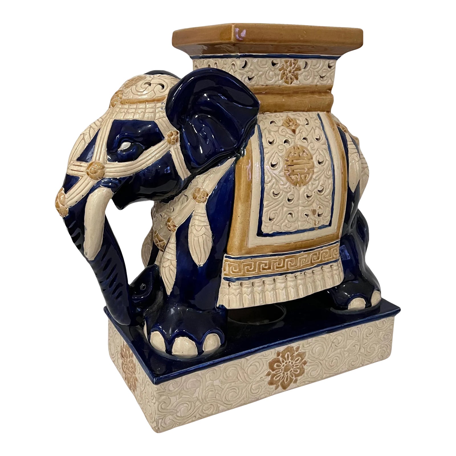 Mid-Century Ceramic Elephant Garden Stool | Chairish